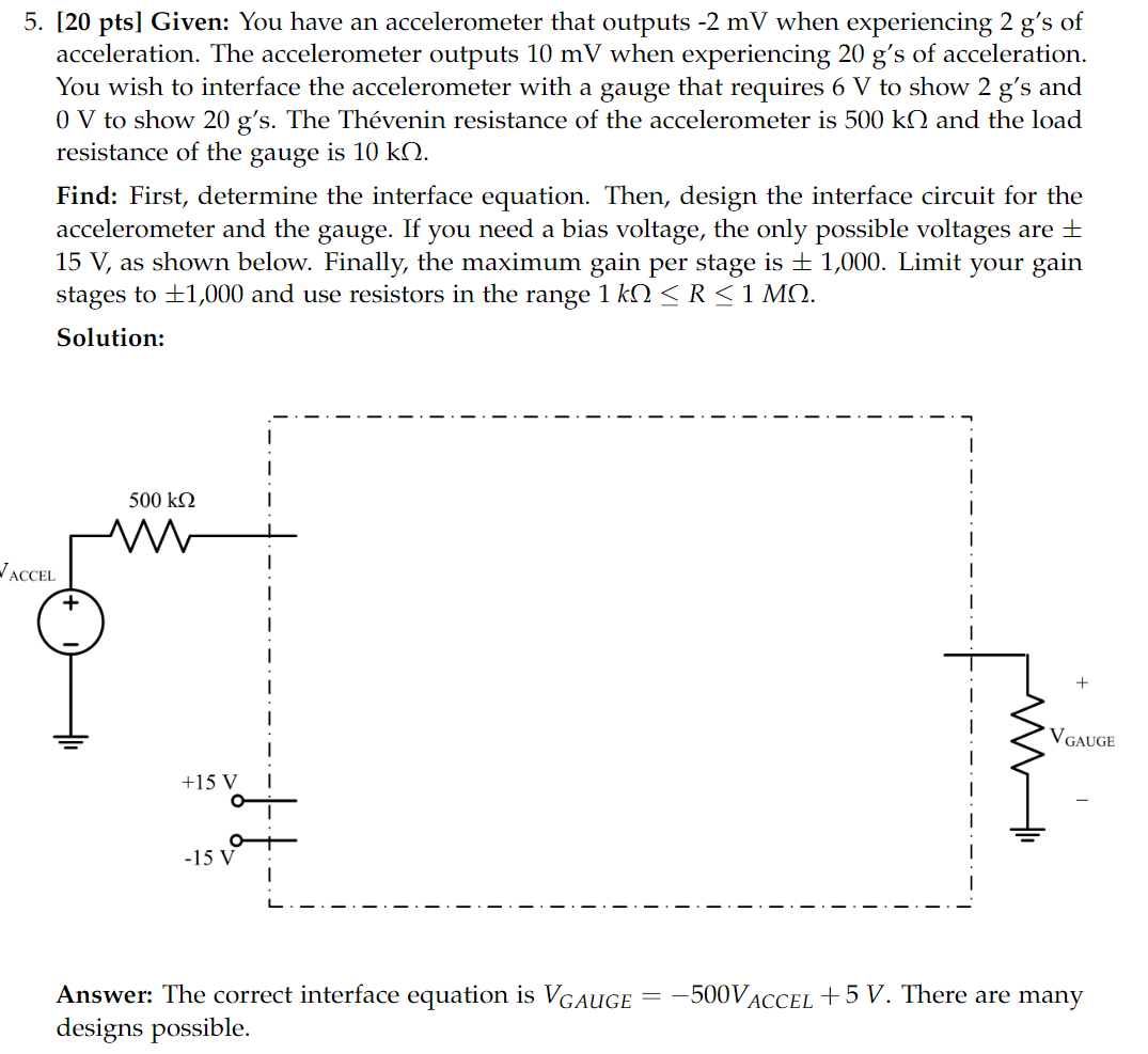 Solved 5. [20 pts] Given: You have an accelerometer that | Chegg.com