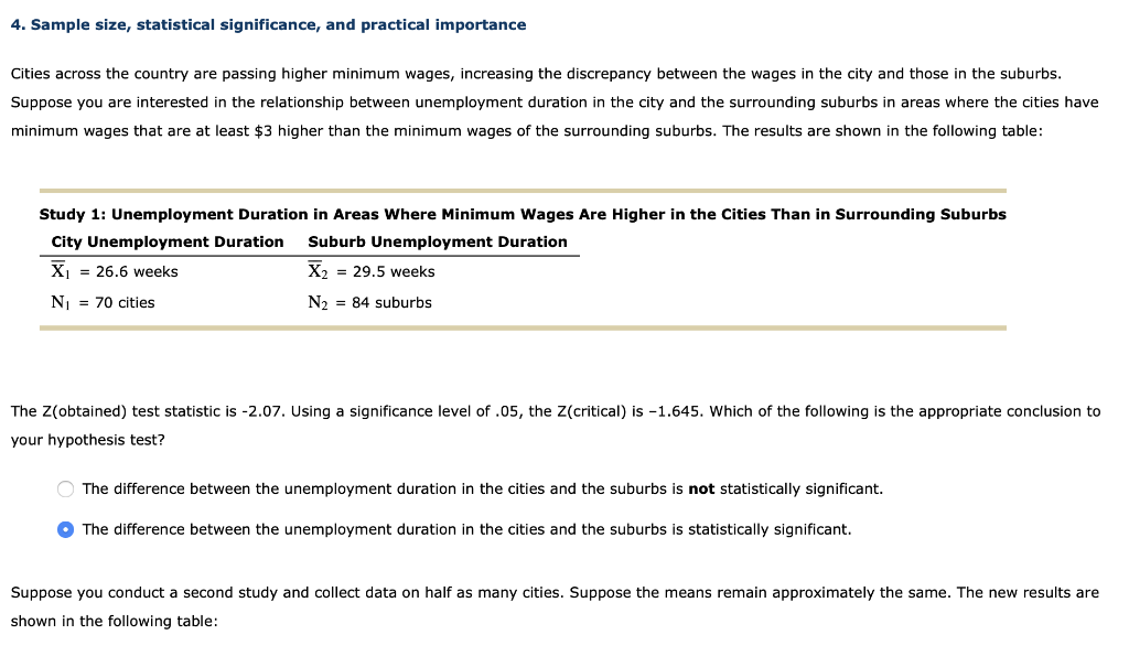 Solved 4. Sample size, statistical significance, and | Chegg.com