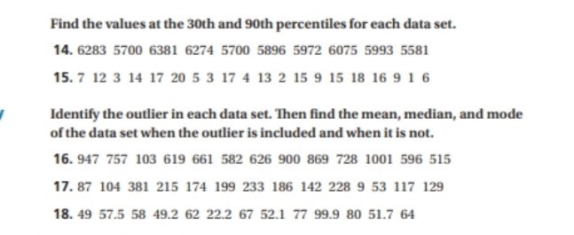 Solved Find the values at the 30th and 90th percentiles for | Chegg.com