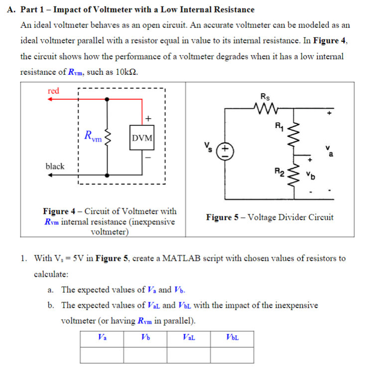 Solved Part 1 - Impact of Voltmeter with a Low Internal | Chegg.com