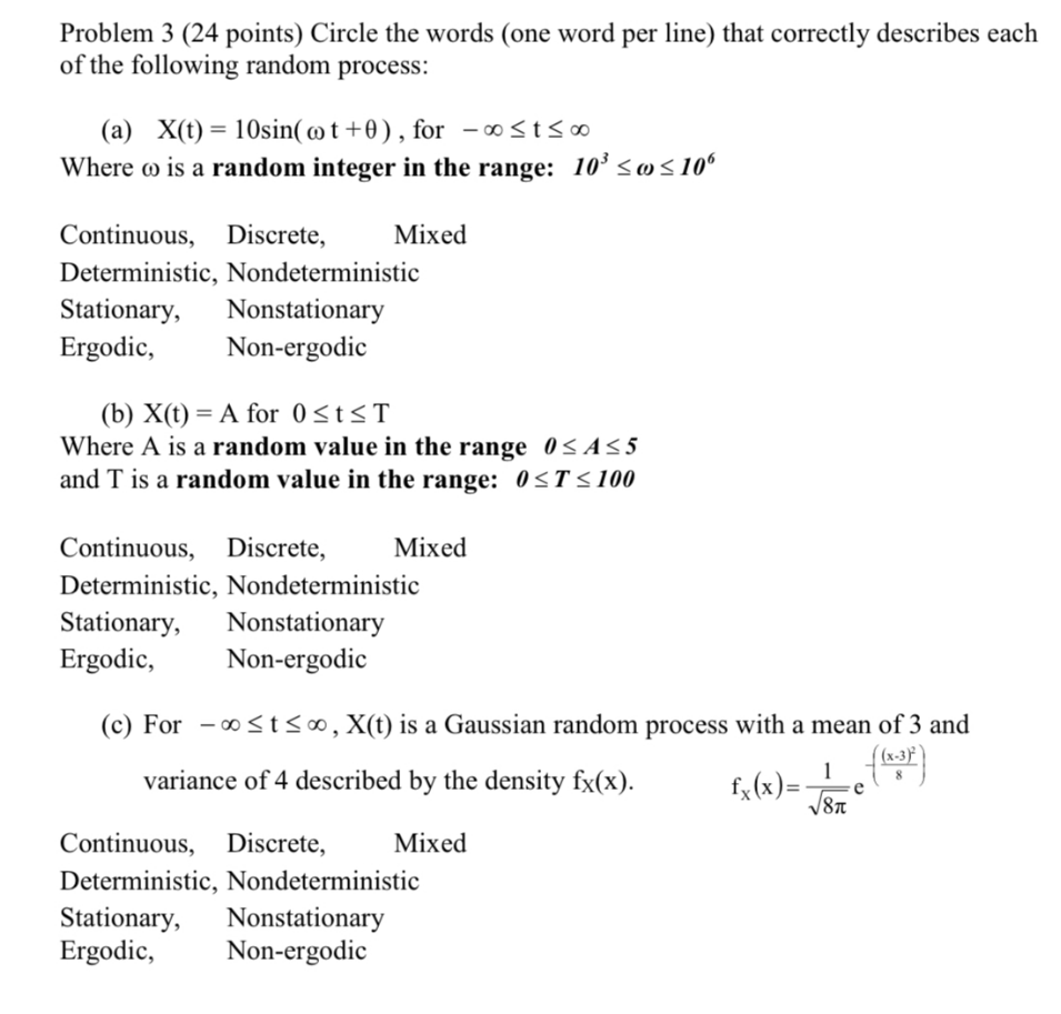 Solved Problem 3 (24 points) Circle the words (one word per | Chegg.com