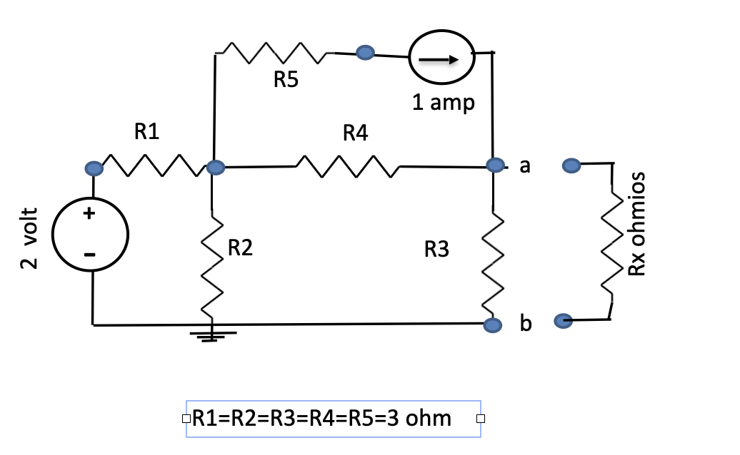 Solved R5 1 amp R1 R4 a + 2 volt Rx ohmios R2 R3 b | Chegg.com