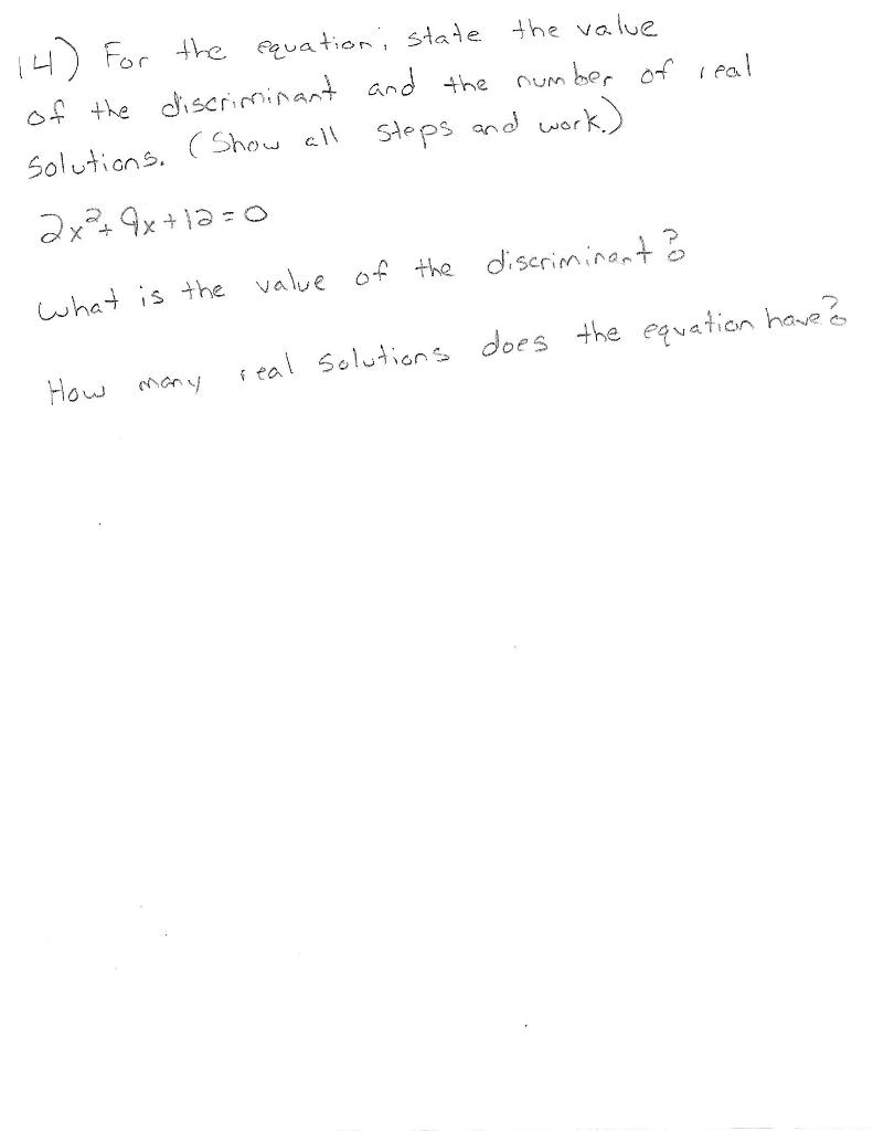 Solved 14) For the equation, state the value of the | Chegg.com