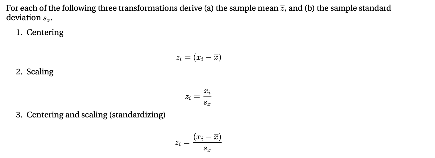 Solved For each of the following three transformations | Chegg.com