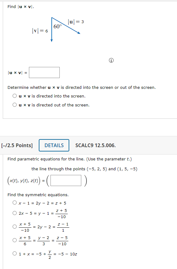 Solved Find ∣u×v∣ (i) ∣u×v∣= Determine whether u×v is | Chegg.com