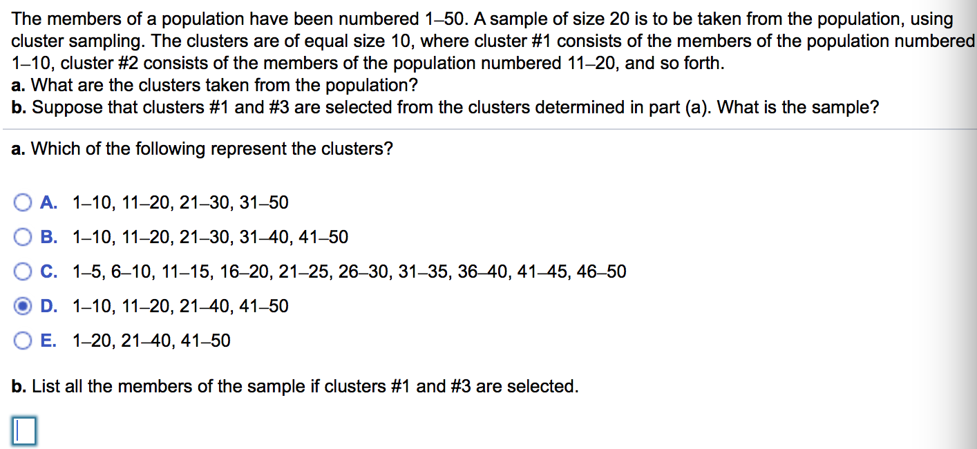 Solved The members of a population have been numbered 1–50. | Chegg.com
