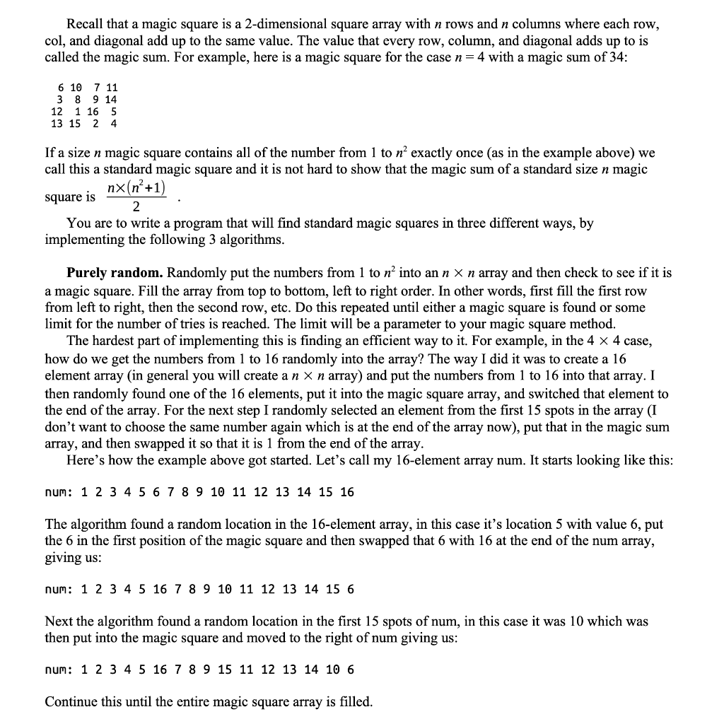 Solved Recall that a magic square is a 2-dimensional square | Chegg.com