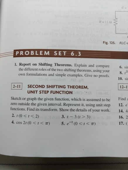 Solved R 11 2 Fig. 125. RLC- PROBLEM SET 6.3 1. Report on | Chegg.com