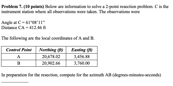 Solved Problem 7. (10 points) Below are information to solve | Chegg.com