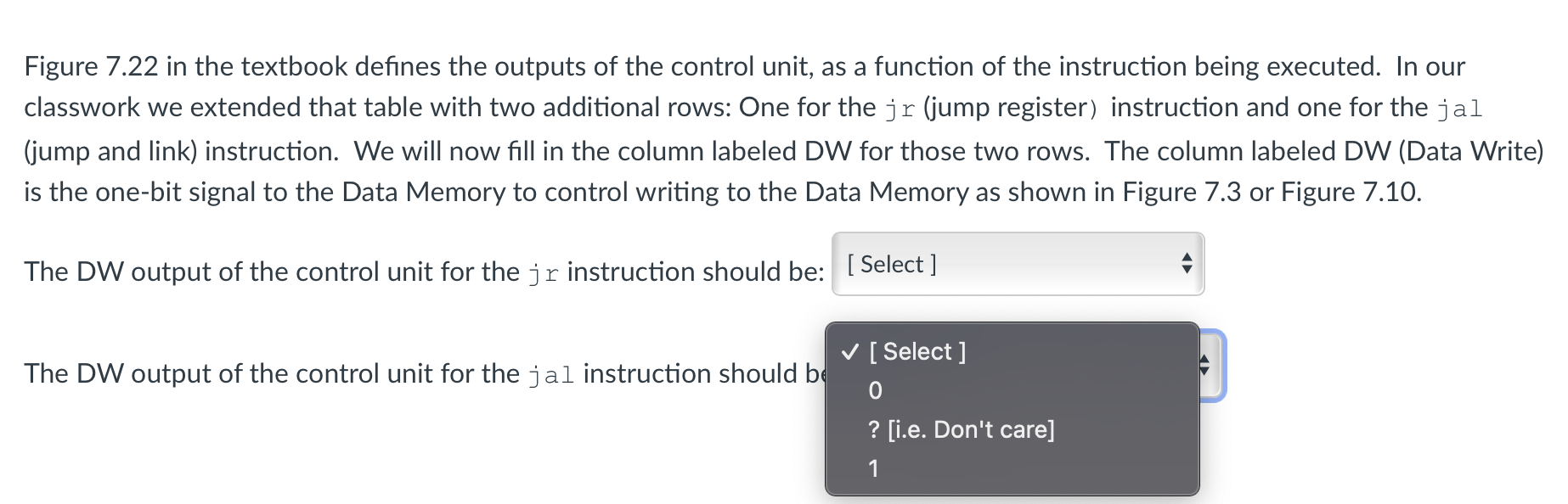 Solved Figure 7.22 in the textbook defines the outputs of | Chegg.com