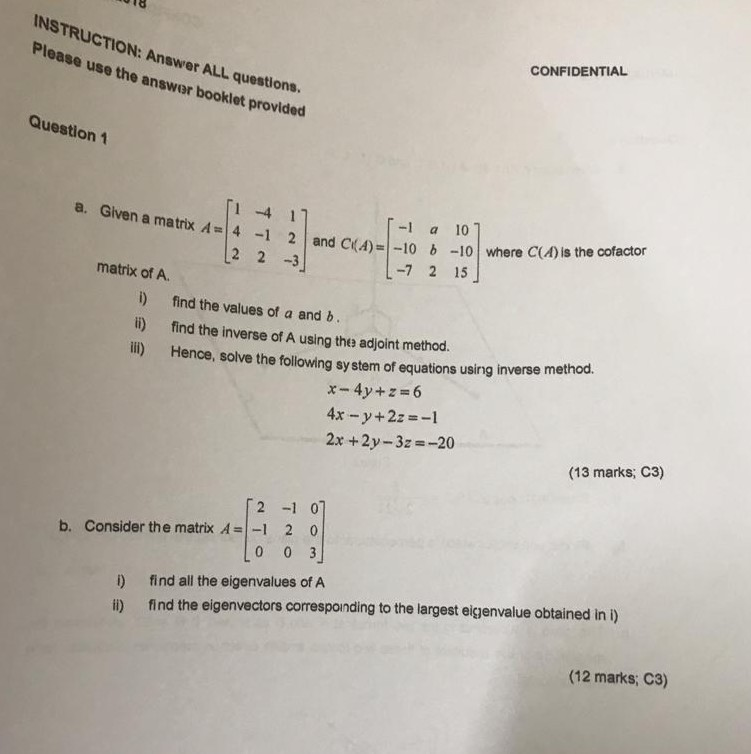 Solved INSTRUCTION: Answer ALL questions. CONFIDENTIAL | Chegg.com
