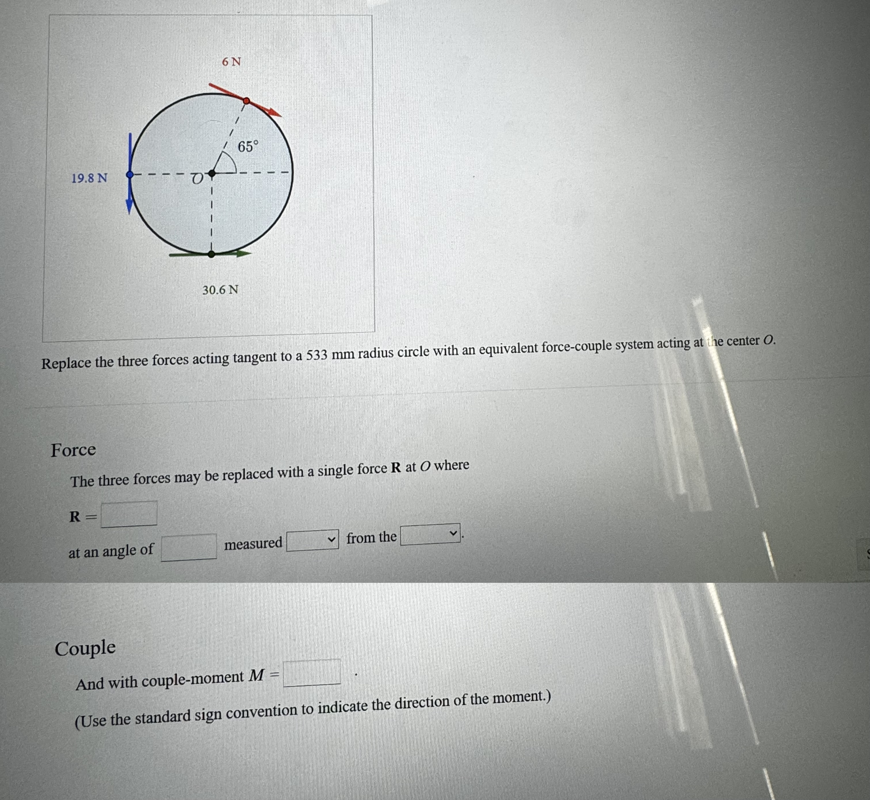 Solved CoupleAnd with couple-moment \( ﻿M= \)(Use the | Chegg.com