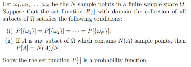Solved Let w1,W2, ..., wn be the N sample points in a finite | Chegg.com