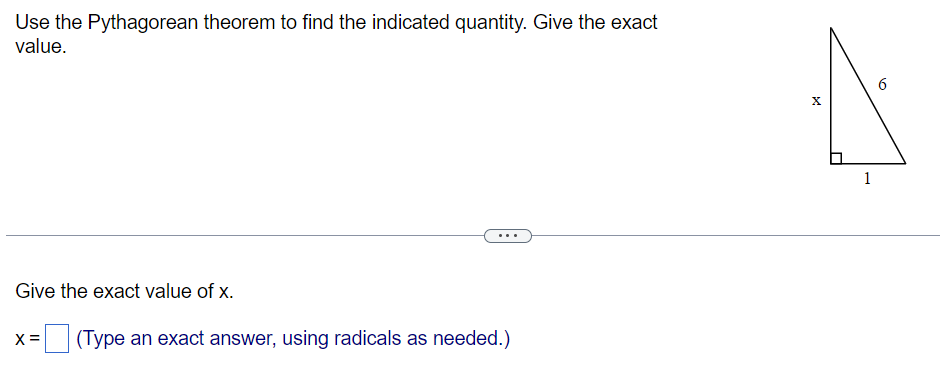 Solved Use the Pythagorean theorem to find the indicated | Chegg.com