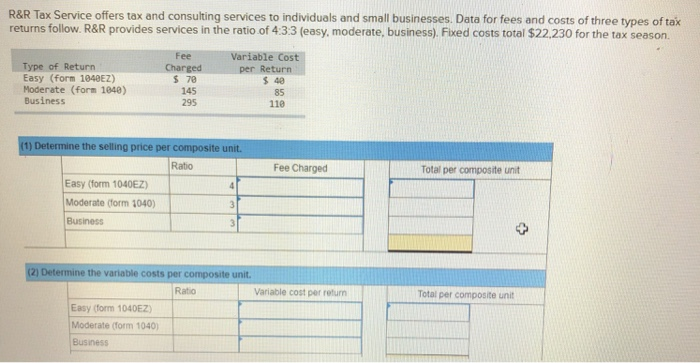 Solved R&R tax service offers tax and consulting service to | Chegg.com