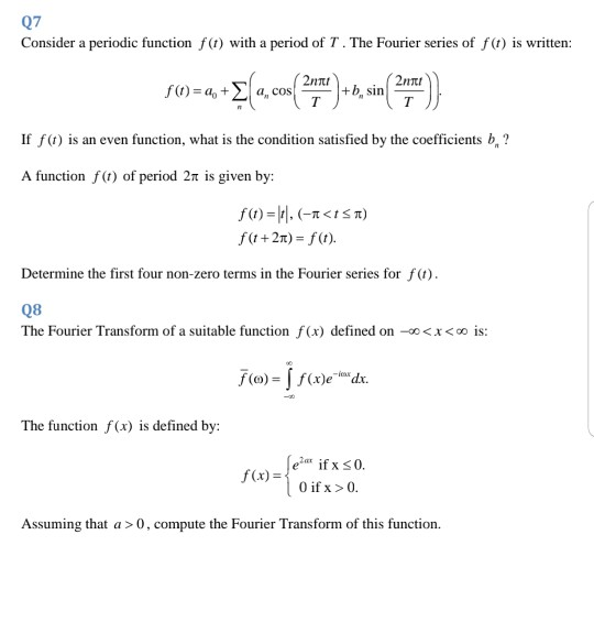 Solved Q7 Consider a periodic function f(t) with a period of | Chegg.com