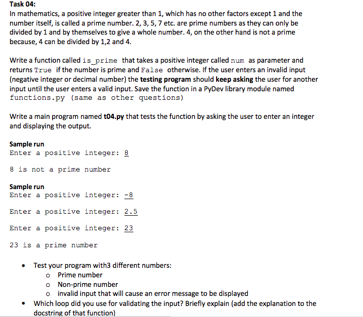 Solved Task 04: In mathematics, a positive integer greater | Chegg.com