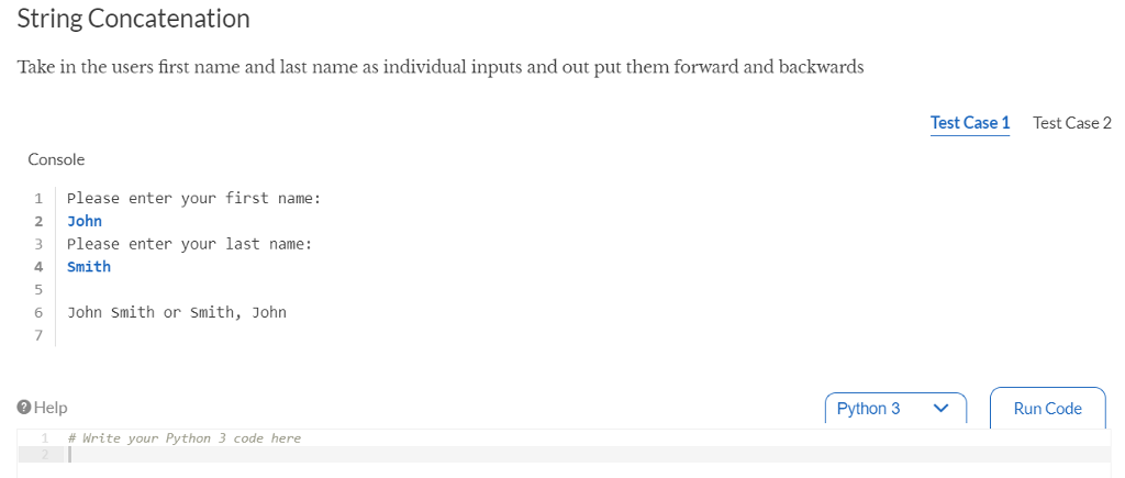 Solved String Concatenation Take in the users first name and | Chegg.com