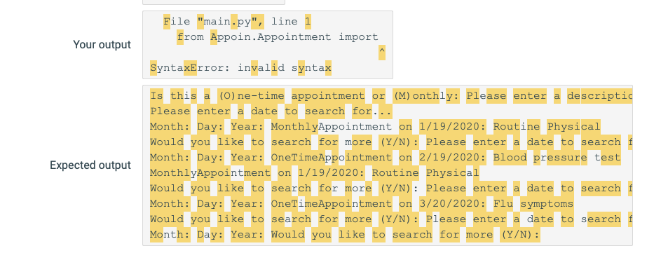 Solved IN PYTHON 3 PLEASE! Using your Appointment class from | Chegg.com