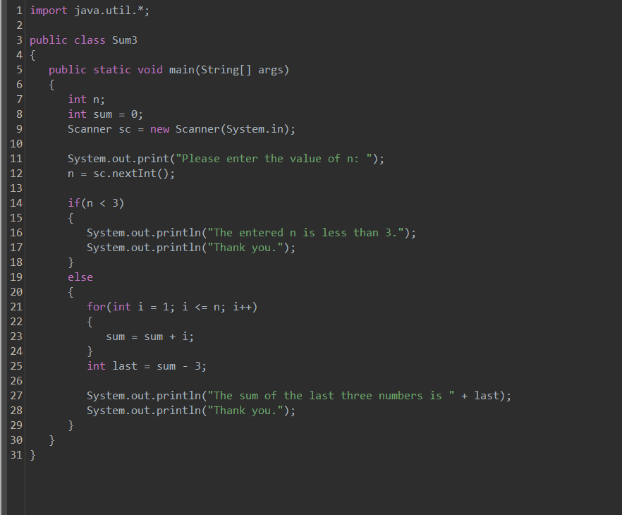 nmin 1 import java.util.*; 2 3 public class Sum3 4 { | Chegg.com