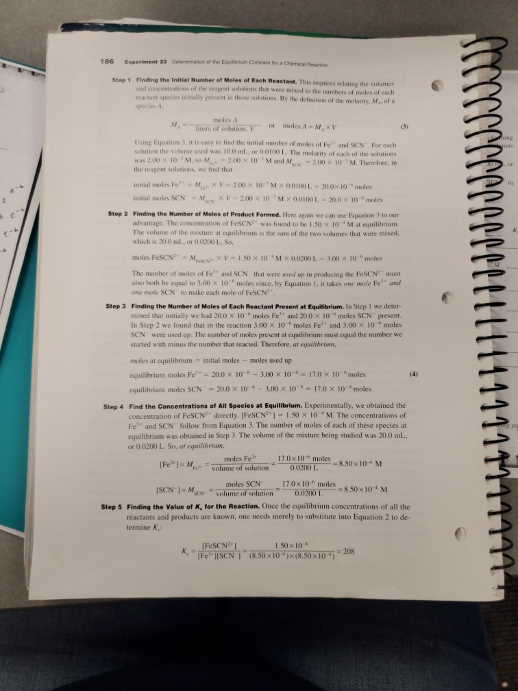 Section B Experiment 23 Data and Calculations: | Chegg.com