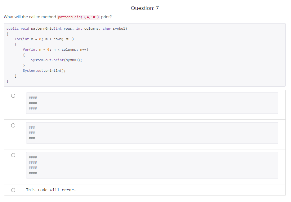 Solved Question: 2 What would the method call | Chegg.com