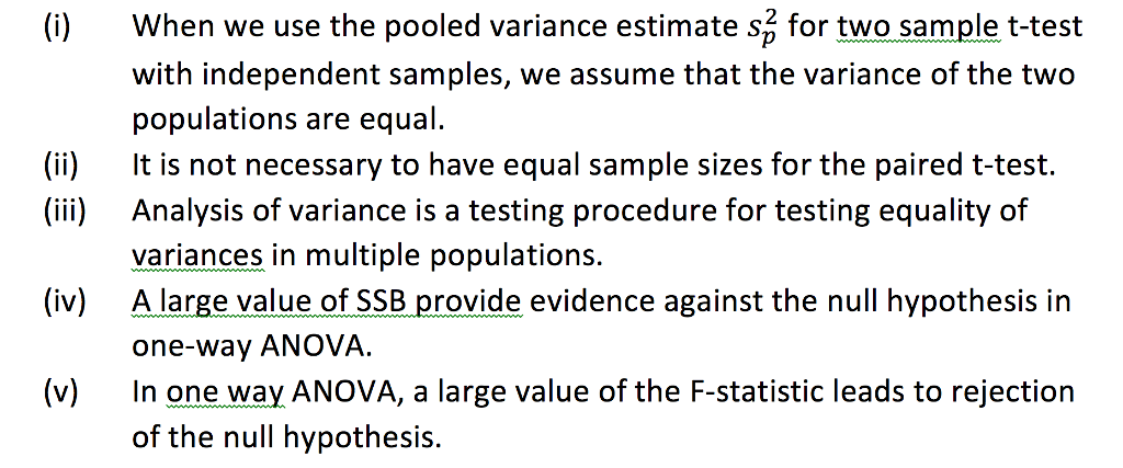 Solved (i) When we use the pooled variance estimate s for | Chegg.com