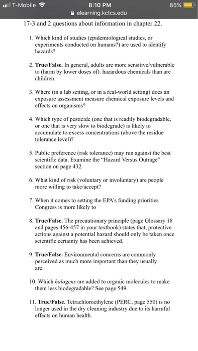 Solved lT-Mobile 85%-. 8:10 PM a elearning.kctcs.edu 1. What | Chegg.com