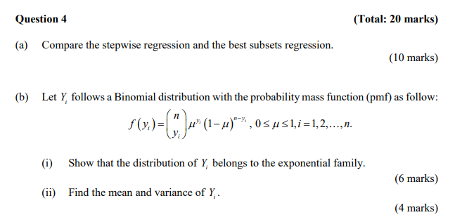 Solved (a) Compare the stepwise regression and the best | Chegg.com