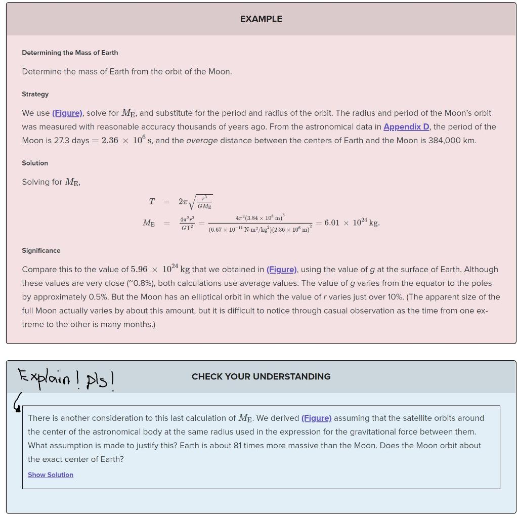 Solved EXAMPLE Determining the Mass of Earth Determine the | Chegg.com