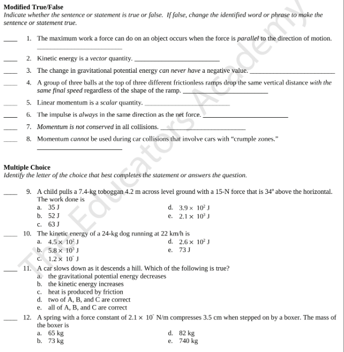 Modified True/False Indicate whether the sentence or | Chegg.com