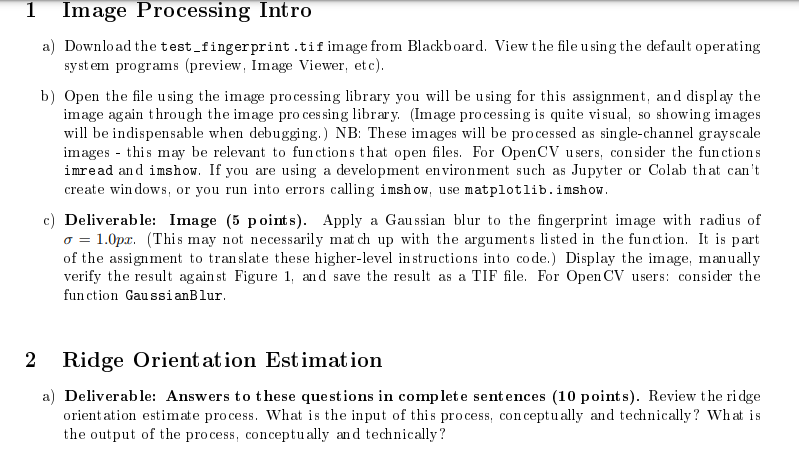 Solved a) Download the test_fingerprint.tif image from | Chegg.com