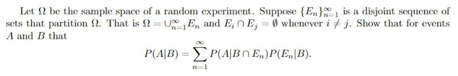 Solved Let Ω be the sample space of a random experiment. | Chegg.com