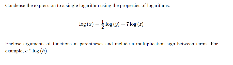 Solved Condense the expression to a single logarithm using | Chegg.com