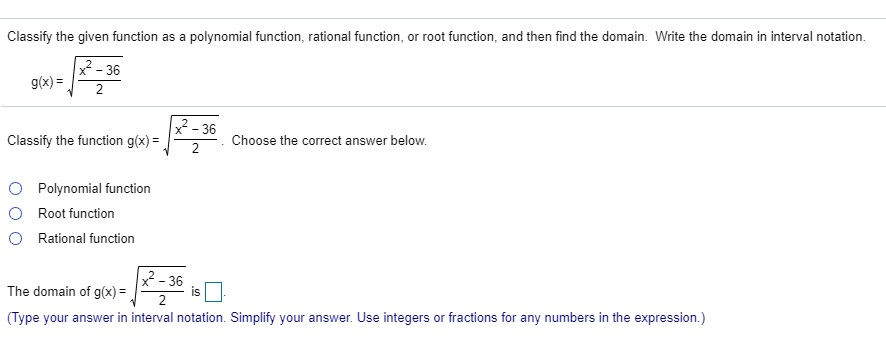 Solved Classify the given function as a polynomial function, | Chegg.com
