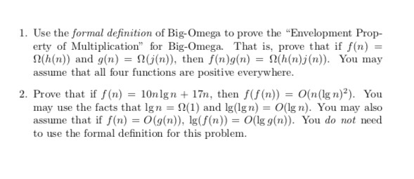 Solved 1. Use the formal definition of Big-Omega to prove | Chegg.com