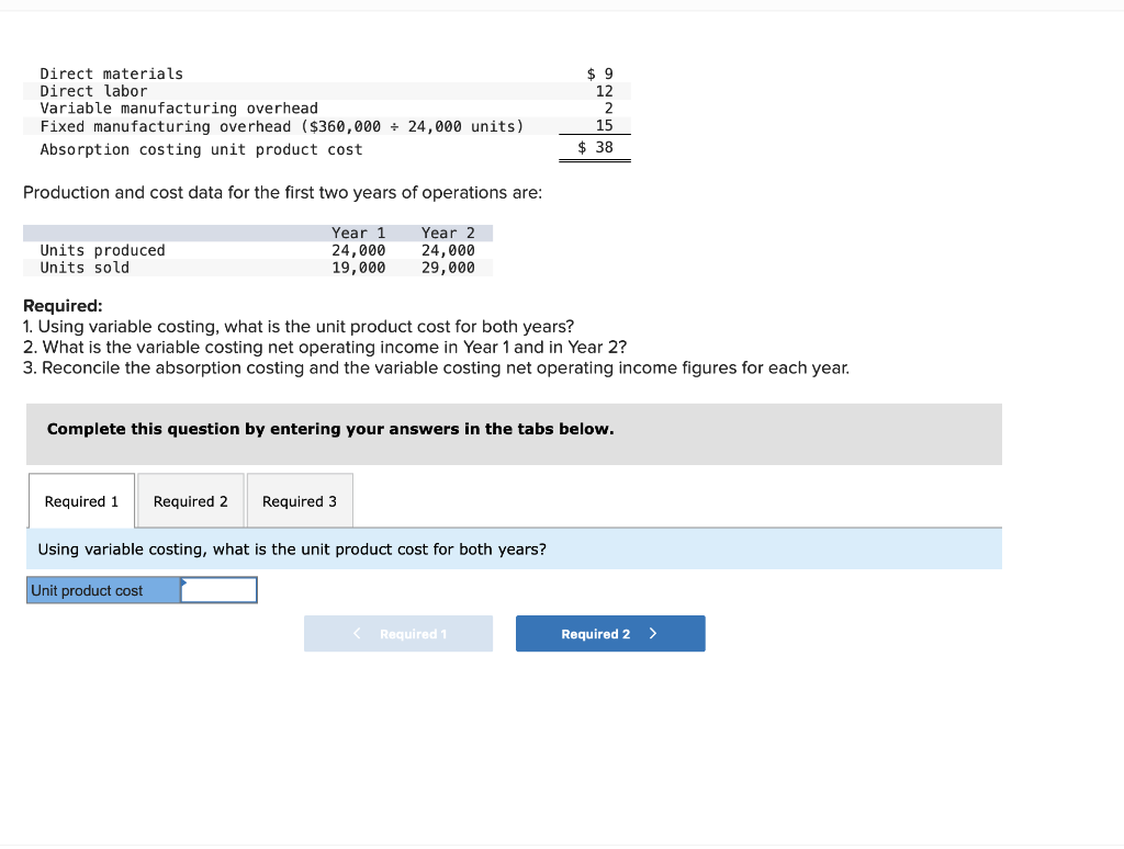 Solved Problem 6-19 (Algo) Variable Costing Income | Chegg.com