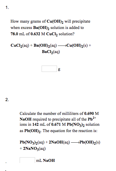 Solved How many grams of Cu(OH)2 will precipitate when | Chegg.com