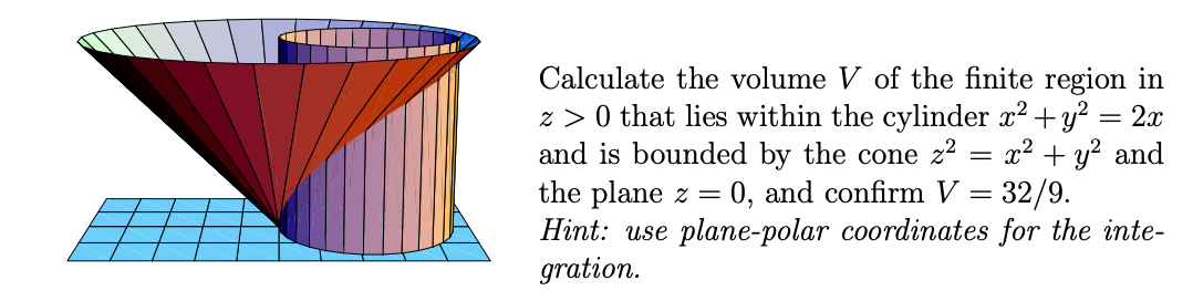 Solved Calculate the volume V of the finite region in z>0 | Chegg.com