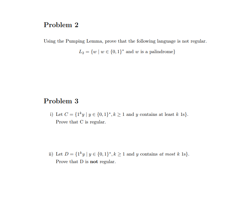 Solved Using the Pumping Lemma, prove that the following | Chegg.com