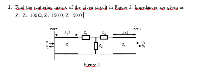 Solved Find the scattering matrix of the given circuit in | Chegg.com