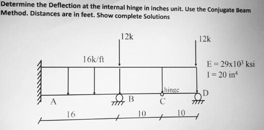 Solved Determine the Deflection at the internal hinge in | Chegg.com