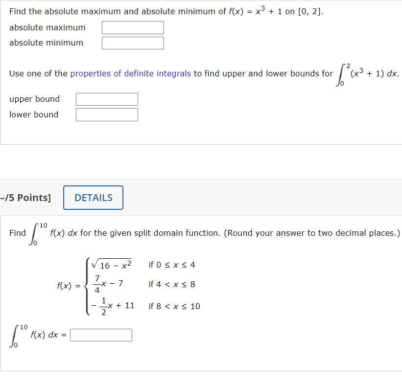 Solved Find the absolute maximum and absolute minimum of | Chegg.com