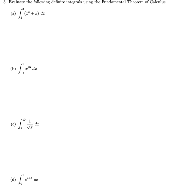Solved Evaluate the following definite integrals using the | Chegg.com