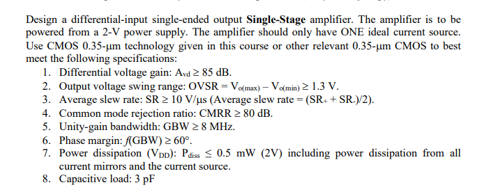 Design a differential-input single-ended output | Chegg.com