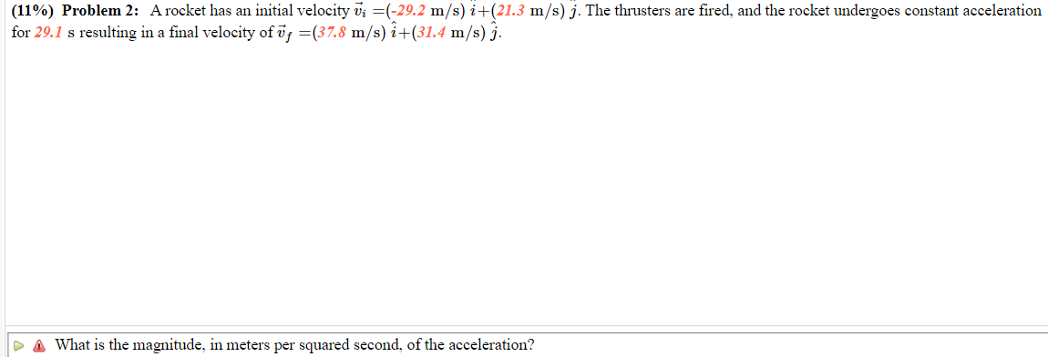 Solved A rocket has an initial velocity v⃗ | Chegg.com