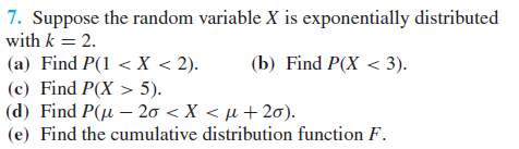 Solved 7. Suppose the random variable X is exponentially | Chegg.com