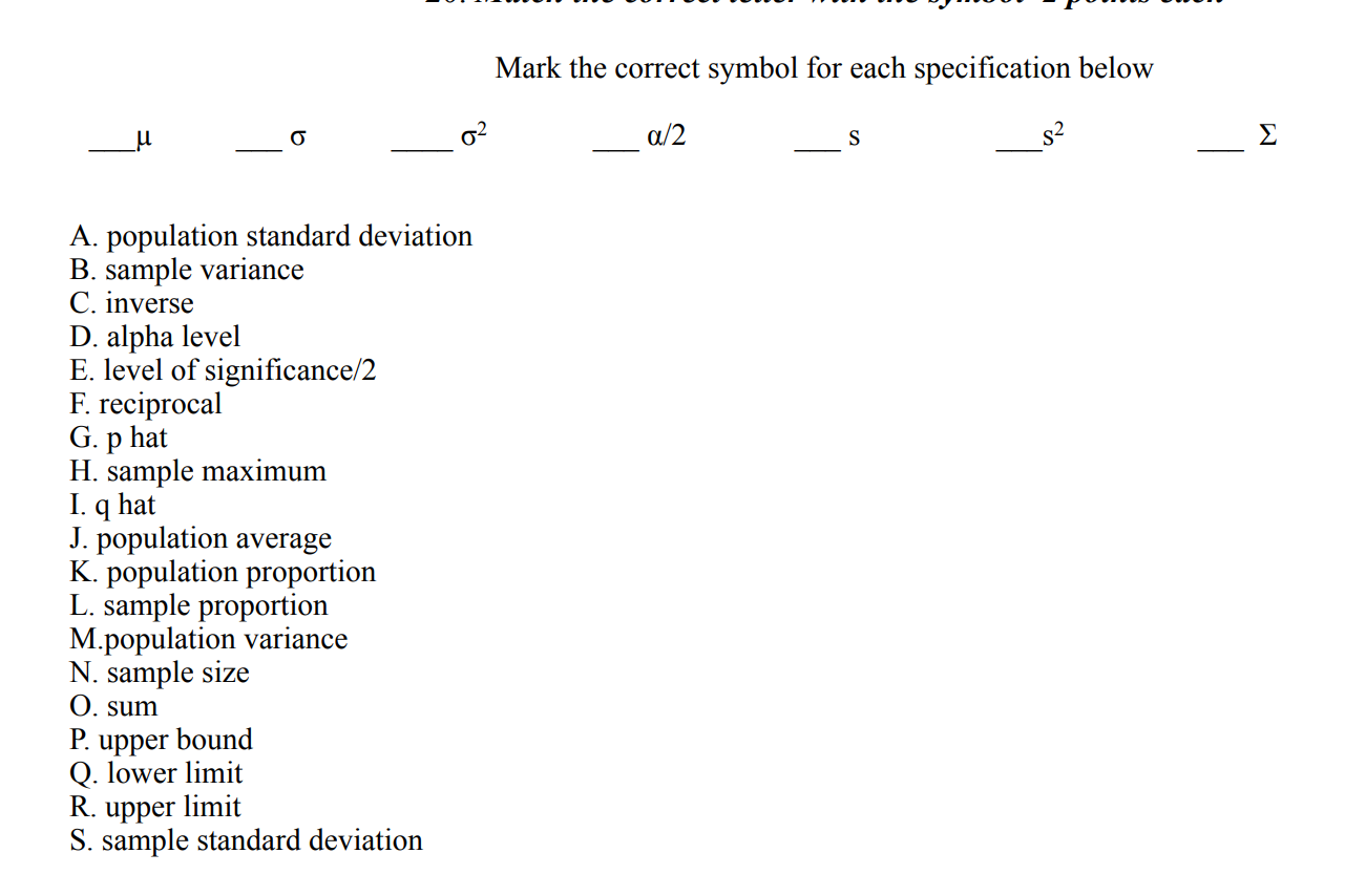 Population Standard Deviation Symbol
