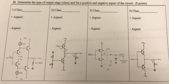 Solved I. Determine the type of output stage (class) and | Chegg.com