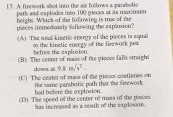 Solved A firework shot into the air follows a parabolic path | Chegg.com